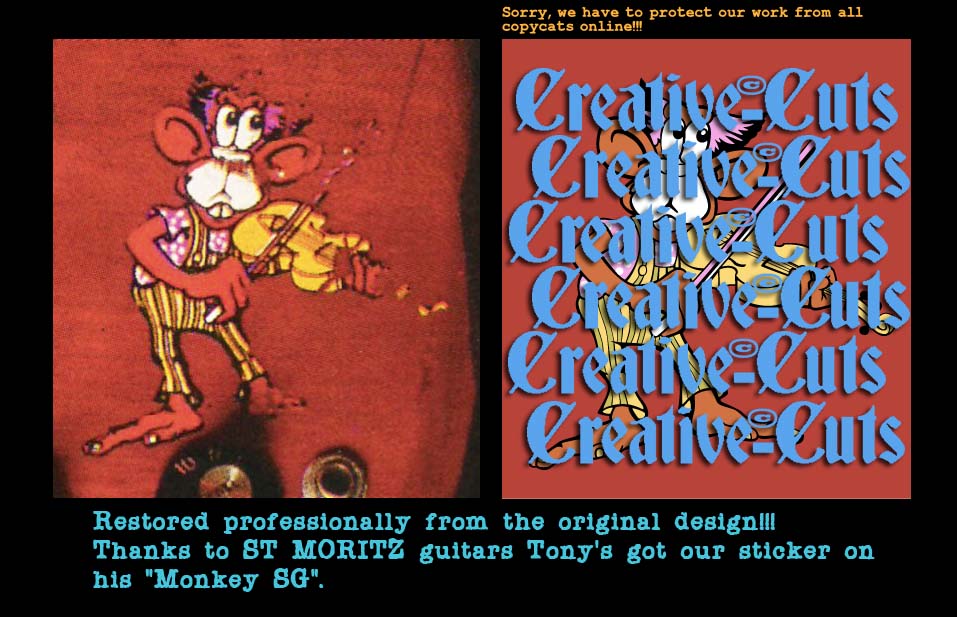 Creative Cuts Inlays: Tony Iommi Custom Monkey SG Body Sticker