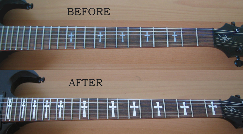 Creative-Cuts Inlays: Tony Iommi G400 Cross Guitar Inlay Stickers CHROME