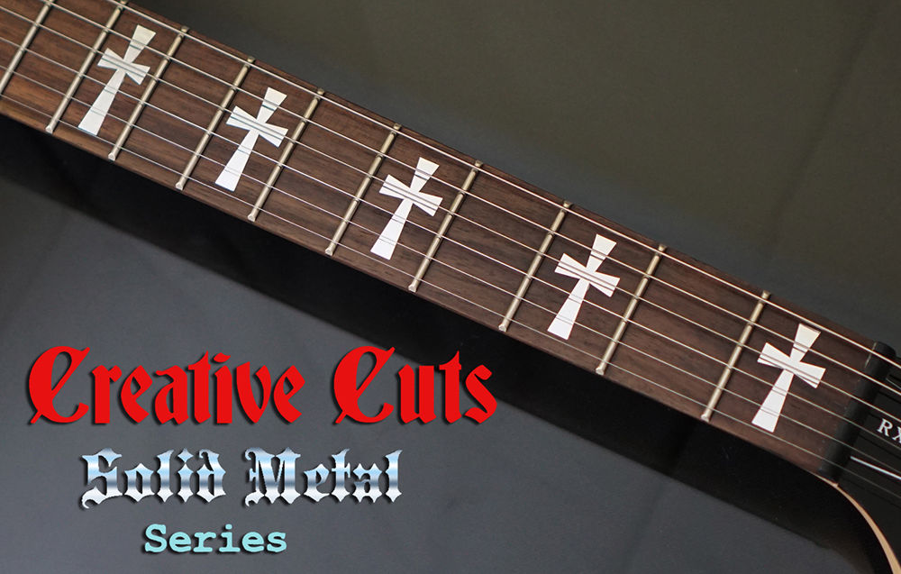 Creative-Cuts Inlays: Tony Iommi G400 Cross Guitar Inlay Stickers CHROME