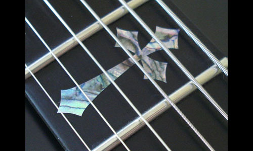 Creative Cuts Inlays: Diamond Cross Guitar Inlay Stickers ABALONE